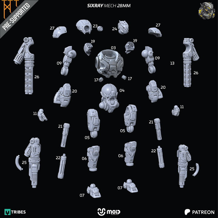 3D Printable SIXRAY - 02 MECH 28mm by Moid