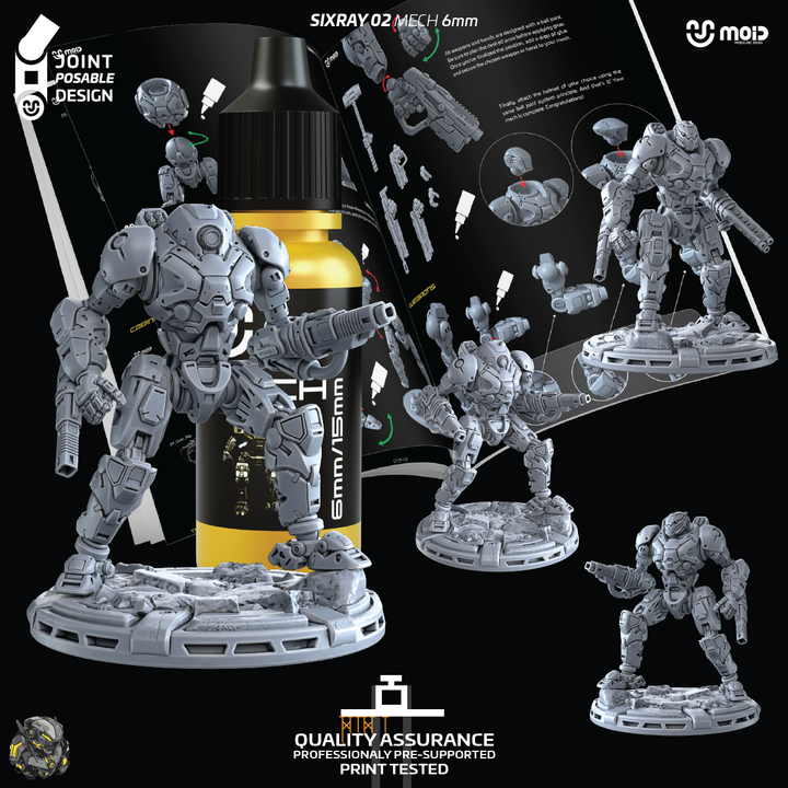 3D Printable SIXRAY - 02 Mech 6mm by Moid