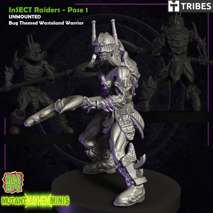 3D Printable InSECT RAIDER Pose 3: Bug-Themed Wasteland Warrior by Dark ...
