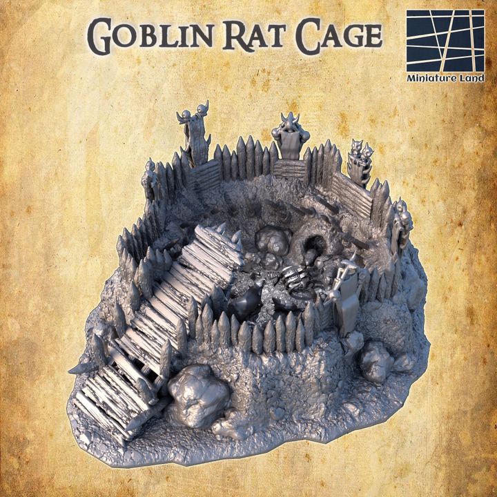 3D Printable Goblin Rat Cage - Tabletop Terrain - 28 MM by MiniatureLand