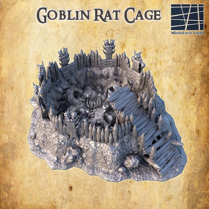 3D Printable Goblin Rat Cage - Tabletop Terrain - 28 MM by MiniatureLand