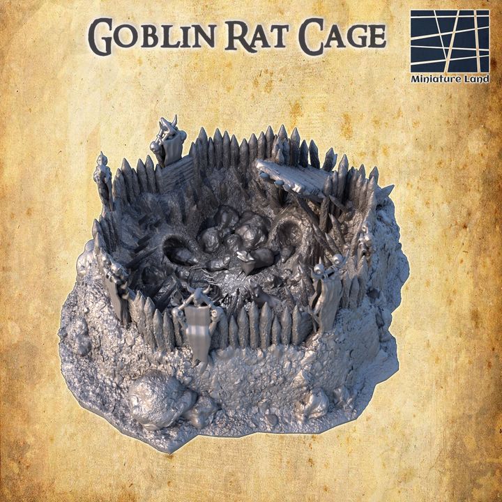 3D Printable Goblin Rat Cage - Tabletop Terrain - 28 MM by MiniatureLand