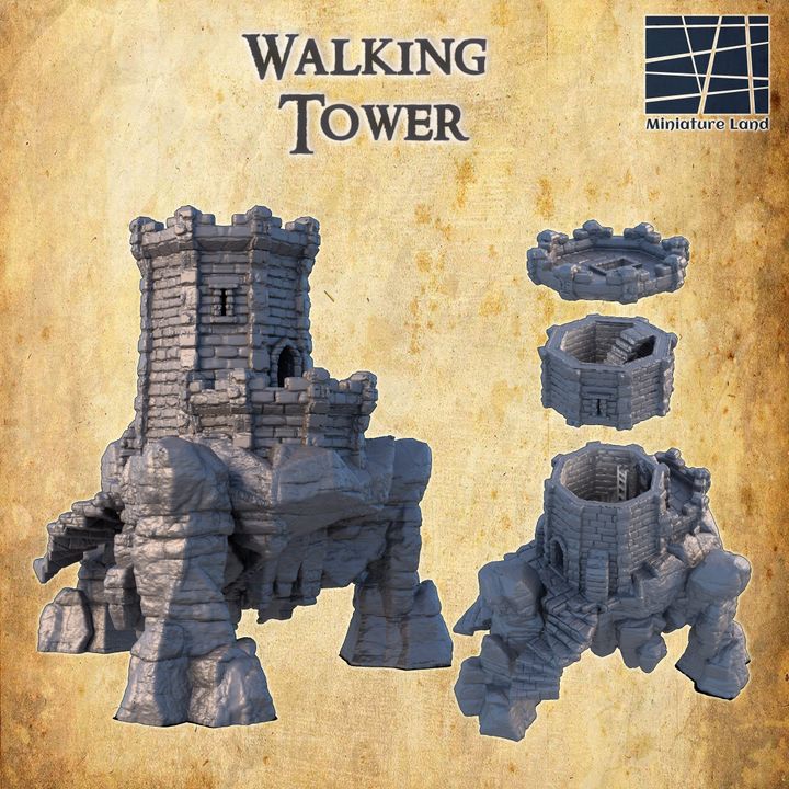 3D Printable Walking Tower - Tabletop Terrain - 28 MM by MiniatureLand