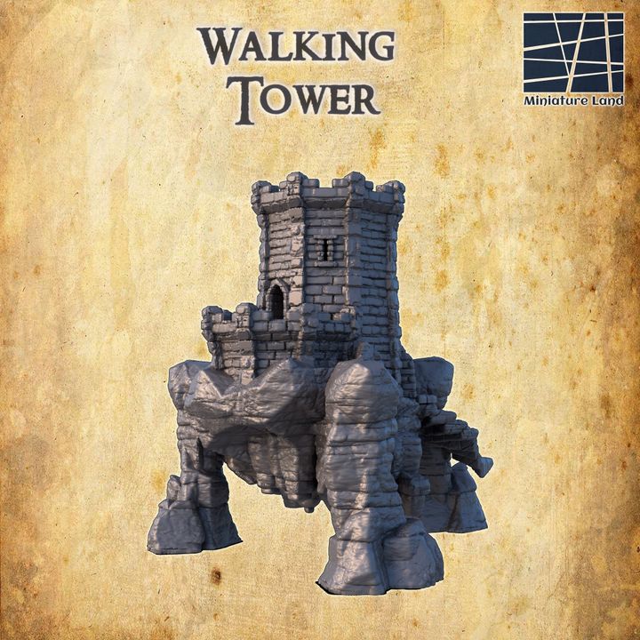 3D Printable Walking Tower - Tabletop Terrain - 28 MM by MiniatureLand