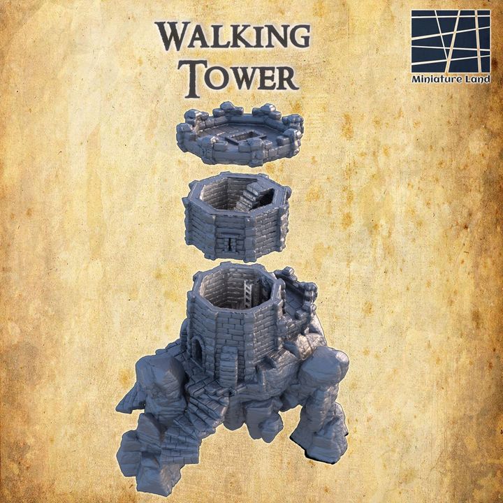 3D Printable Walking Tower - Tabletop Terrain - 28 MM by MiniatureLand