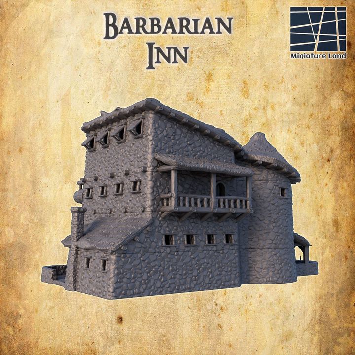 3D Printable Barbarian Inn - Tabletop Terrain - 28 MM by MiniatureLand