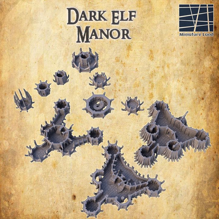 3D Printable Dark Elf Manor - Tabletop Terrain - 28 MM by MiniatureLand