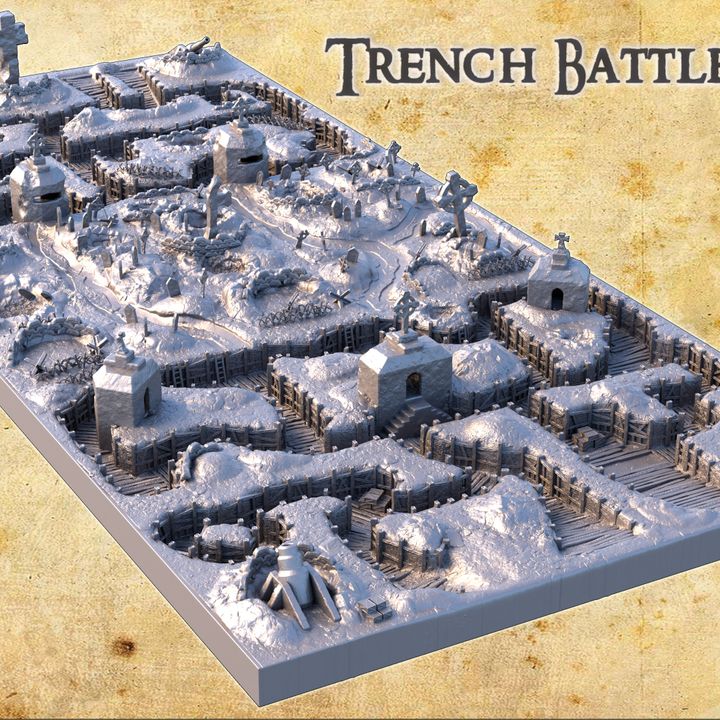 3D Printable Trench Battle Zone - Tabletop Terrain - 28 MM by MiniatureLand