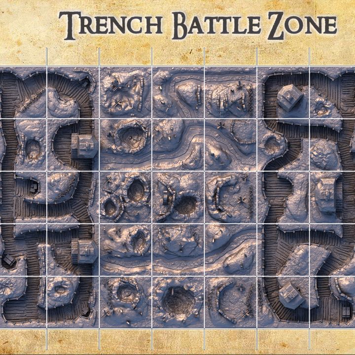 3D Printable Trench Battle Zone - Tabletop Terrain - 28 MM by MiniatureLand