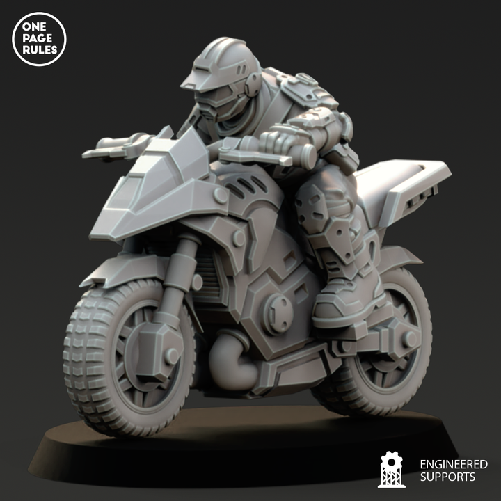 3D Printable Combat Bikers - Human Defense Force by One Page Rules