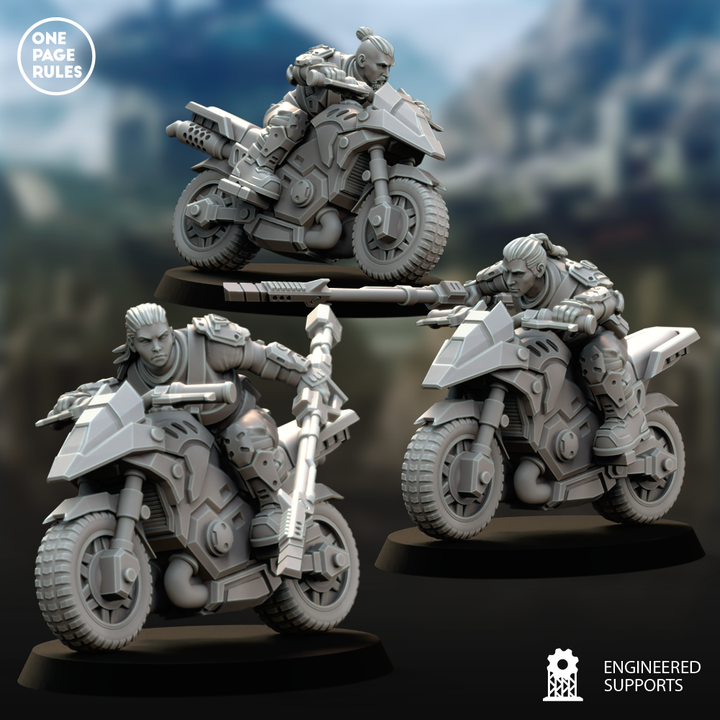 3D Printable Combat Bikers - Human Defense Force by One Page Rules
