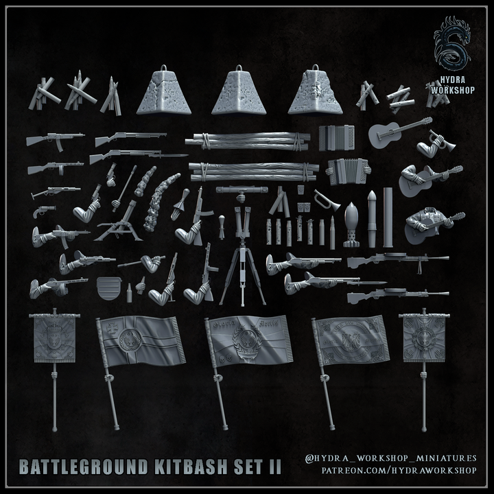 3D Printable Battleground kitbash set II by Hydra workshop miniatures