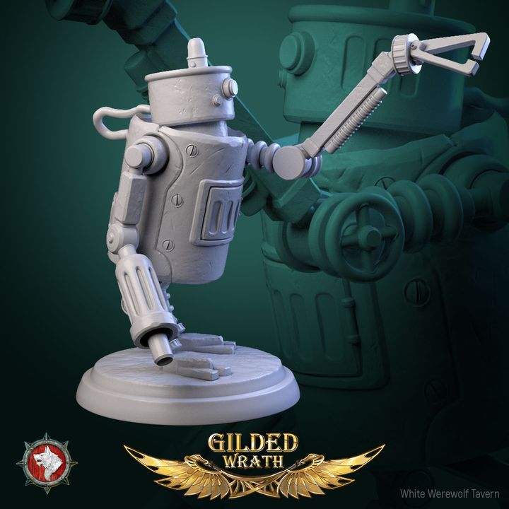 3D Printable Scrap-bots set, 6 miniatures 32mm pre-supported by White ...