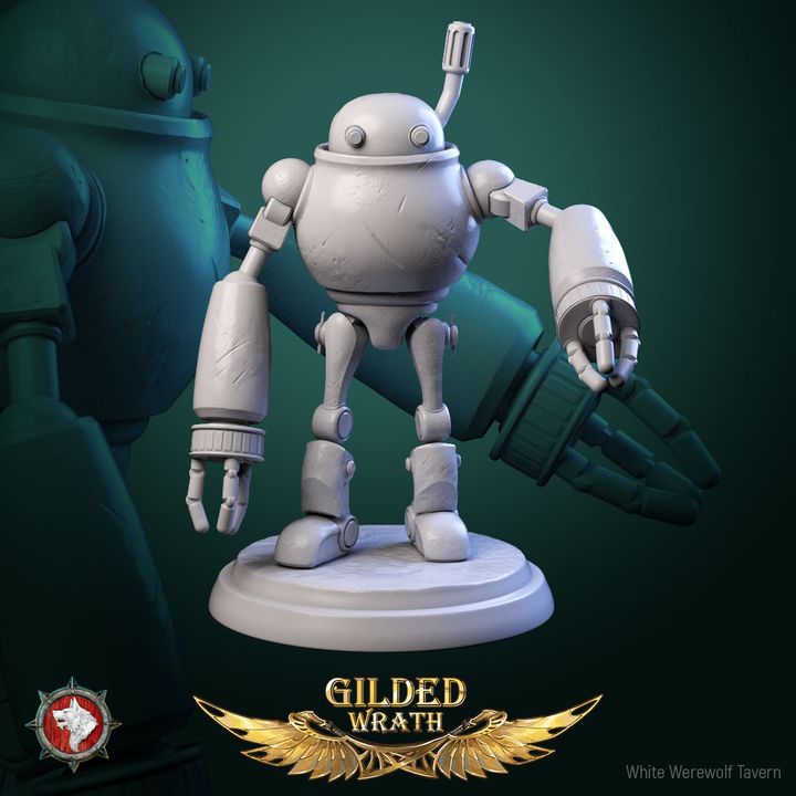 3D Printable Scrap-bots set, 6 miniatures 32mm pre-supported by White ...