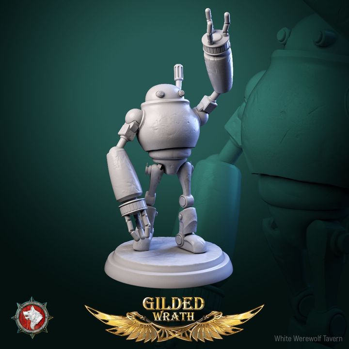 3D Printable Scrap-bots set, 6 miniatures 32mm pre-supported by White ...