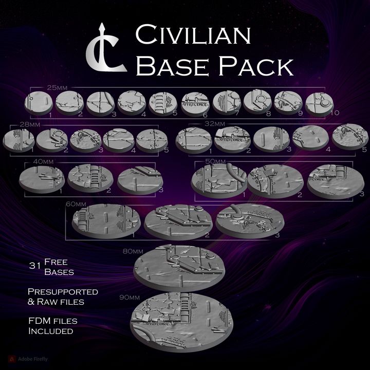 3D Printable Free - Civilian Base Pack(25mm-90mm) - Presupported by ...