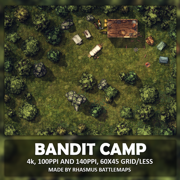 3D Printable Bandit Camp Map by Rhasmus Battlemaps