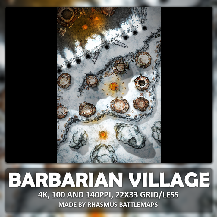 3D Printable Barbarian Village Map by Rhasmus Battlemaps