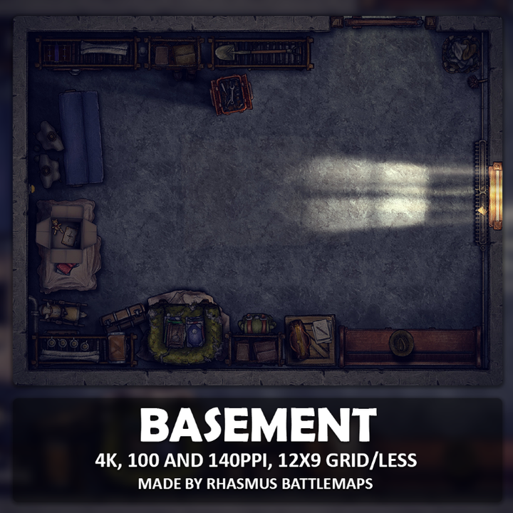 3D Printable Basement Map by Rhasmus Battlemaps