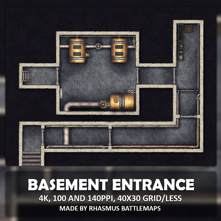 3D Printable Basement Entrance Map by Rhasmus Battlemaps