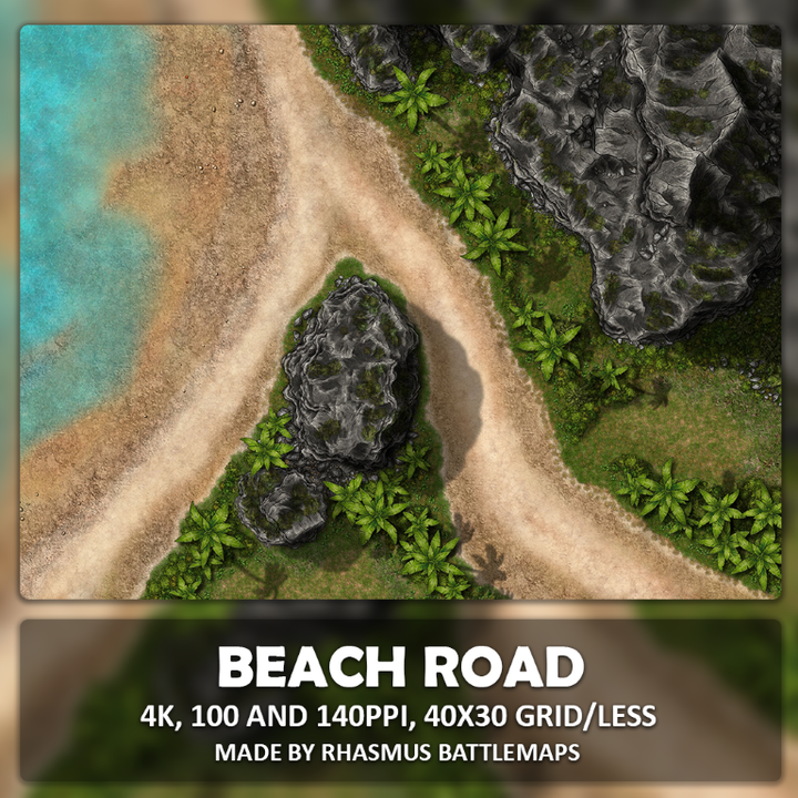 3D Printable Beach Road Map by Rhasmus Battlemaps