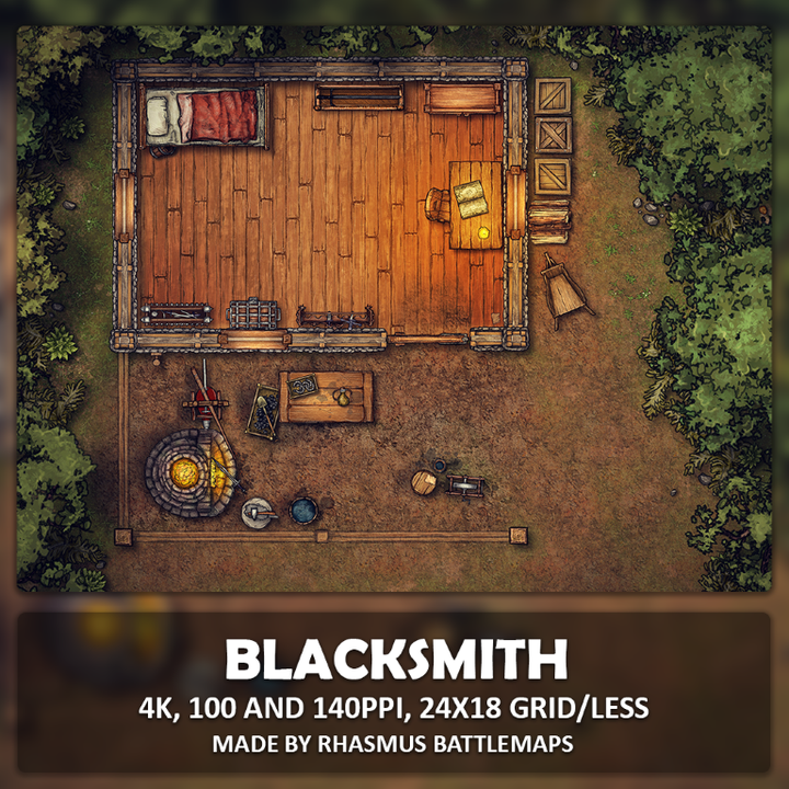 3D Printable Blacksmith Map by Rhasmus Battlemaps