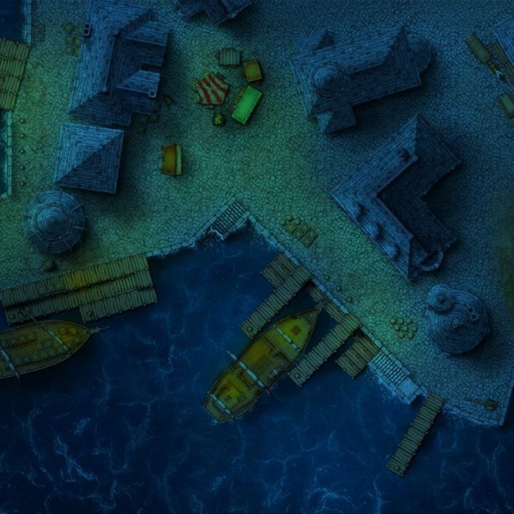 3D Printable Blue Harbor Map by Rhasmus Battlemaps