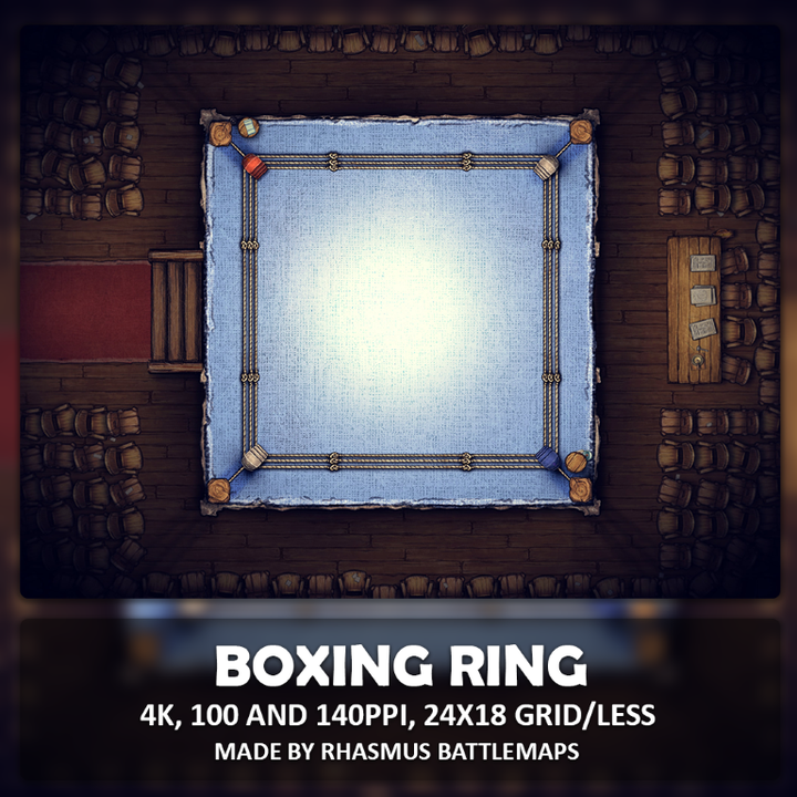 3D Printable Boxing Ring Map by Rhasmus Battlemaps