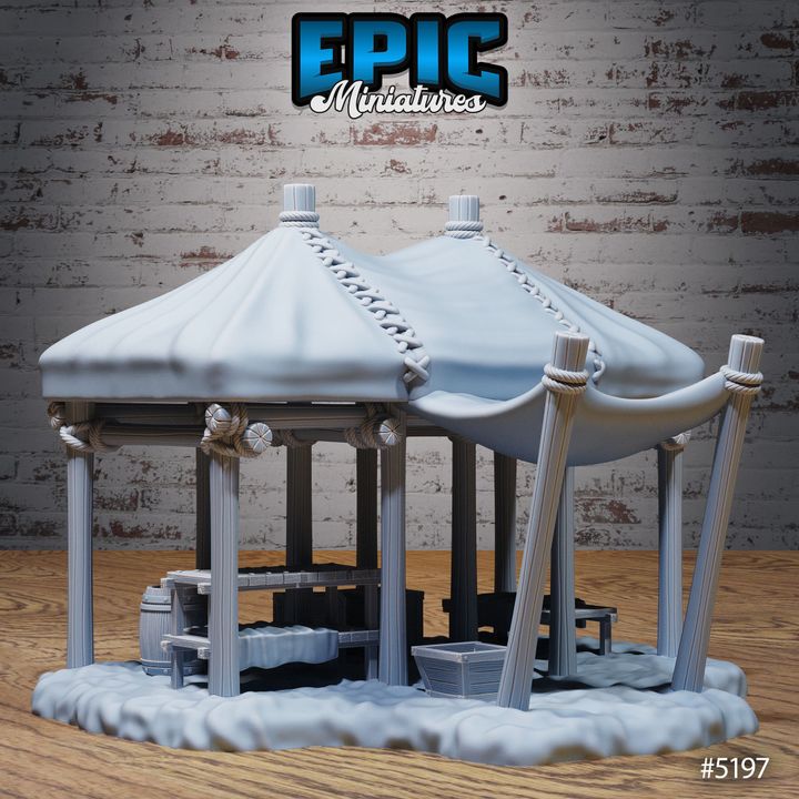 3D Printable Oriental Merchant Tents / Desert Trader Shop Shelter ...