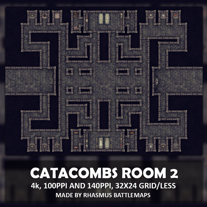 3D Printable Catacombs Room 2 Map by Rhasmus Battlemaps