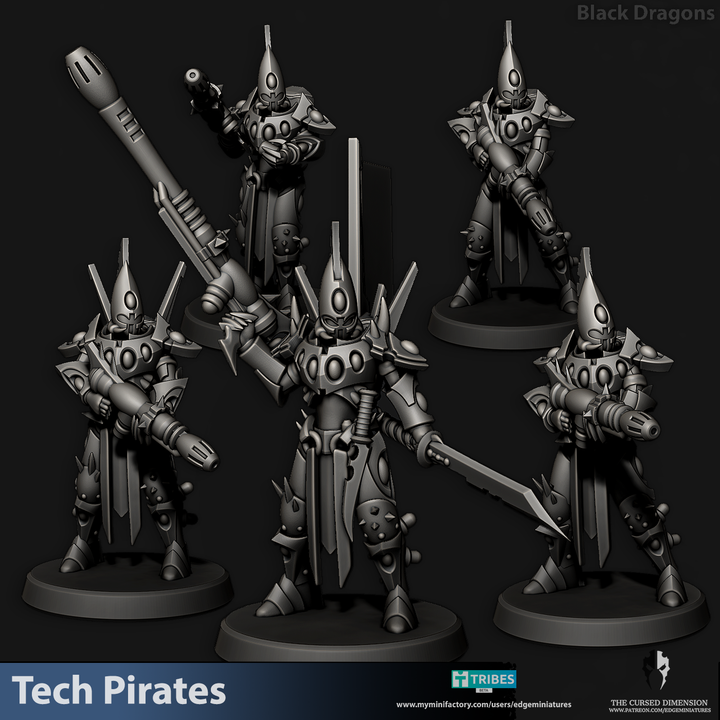 3D Printable Black Dragons - Tech Pirates - 28mm by Edge Miniatures