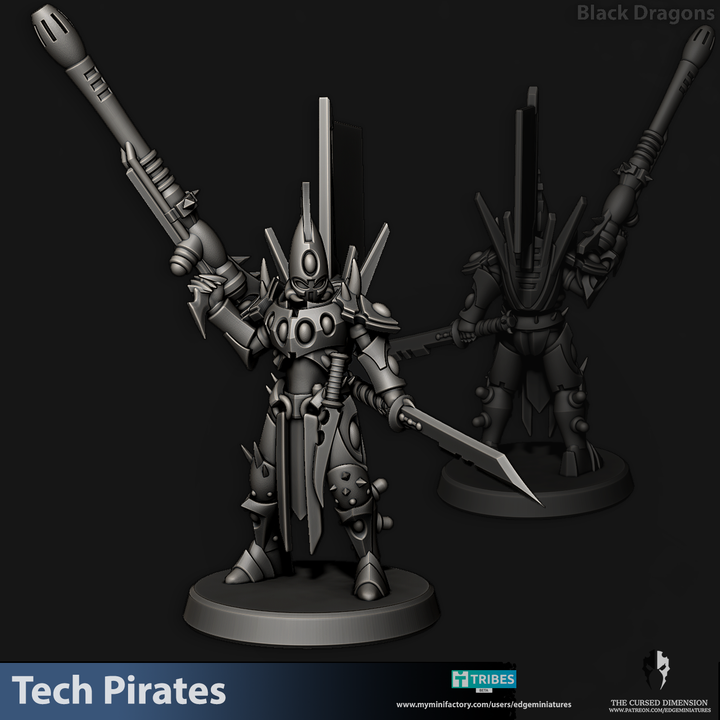 3D Printable Black Dragons - Tech Pirates - 28mm by Edge Miniatures