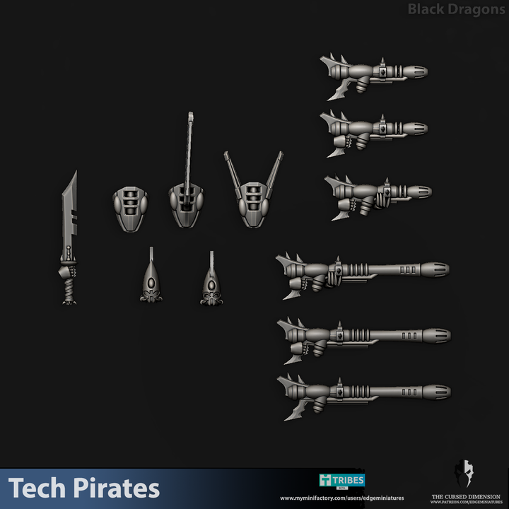3D Printable Black Dragons - Tech Pirates - 28mm by Edge Miniatures