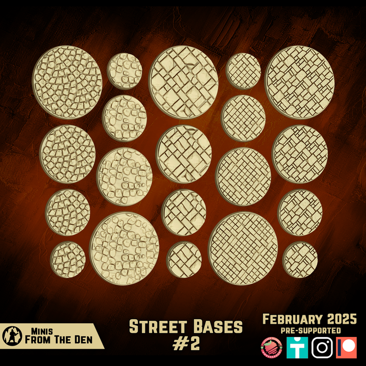 3D Printable Street #2 - BASES PACK [Extended] by Minis From the Den