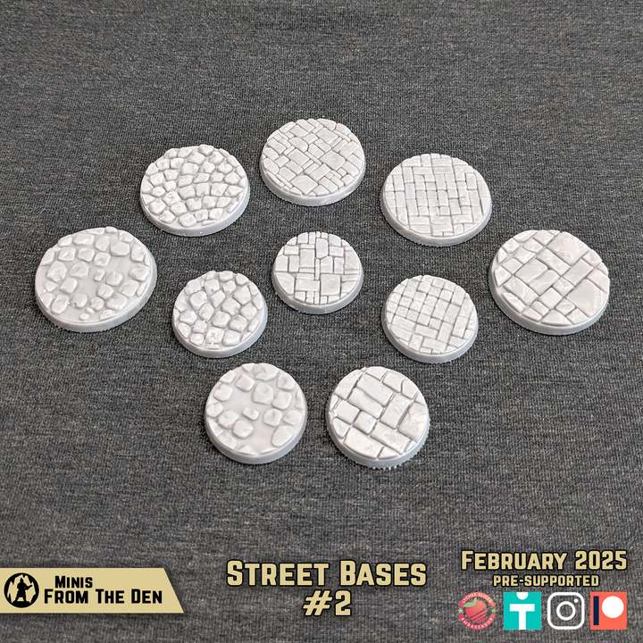 3D Printable Street #2 - BASES PACK [Extended] by Minis From the Den