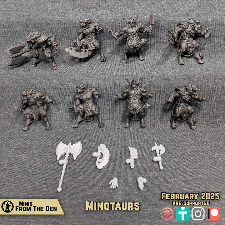 3D Printable Minotaurs - MINIS PACK [MODULAR] by Minis From the Den