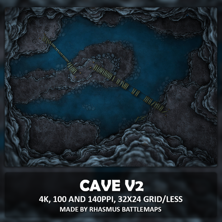 3D Printable Cave V1 Map by Rhasmus Battlemaps