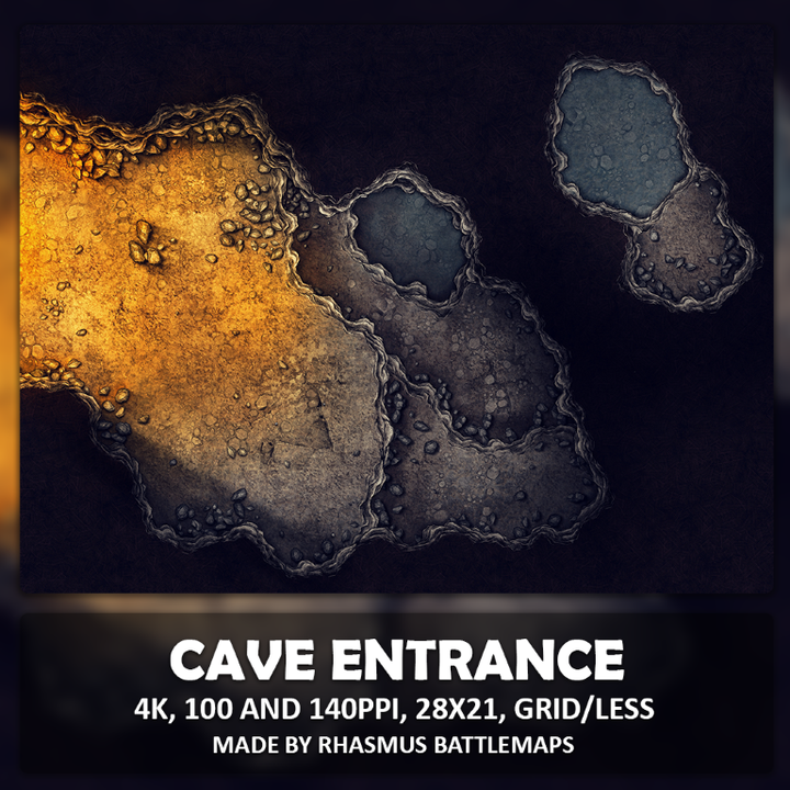 3D Printable Cave Entrance Map by Rhasmus Battlemaps