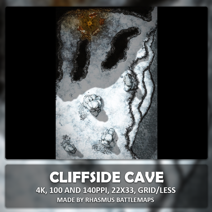 3D Printable Cliffside Cave Map by Rhasmus Battlemaps