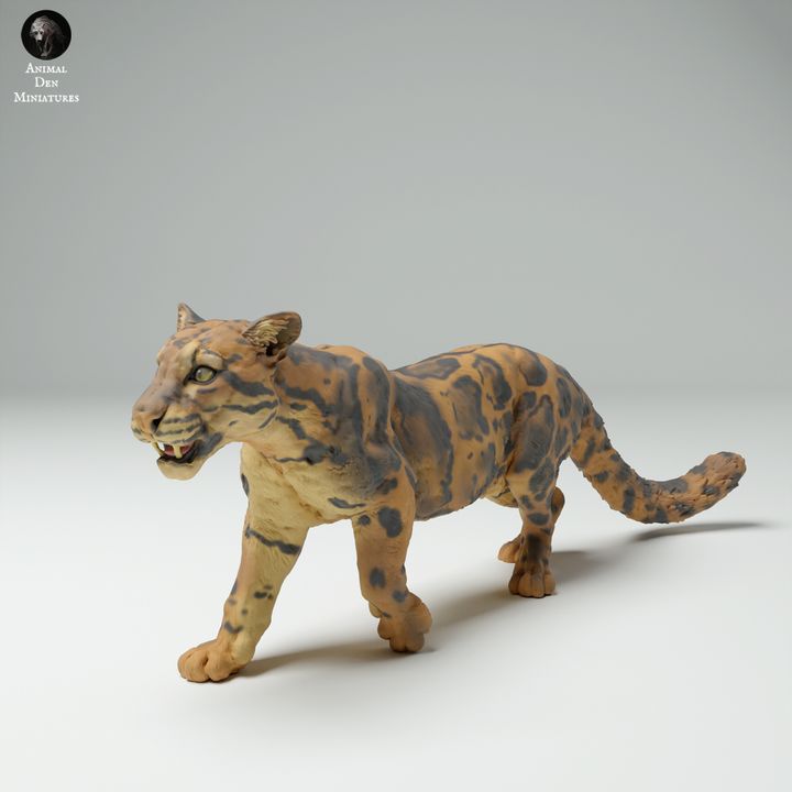 3D Printable Clouded Leopard by Animal Den Miniatures