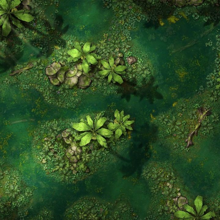 3D Printable Flooded Jungle Map by Rhasmus Battlemaps