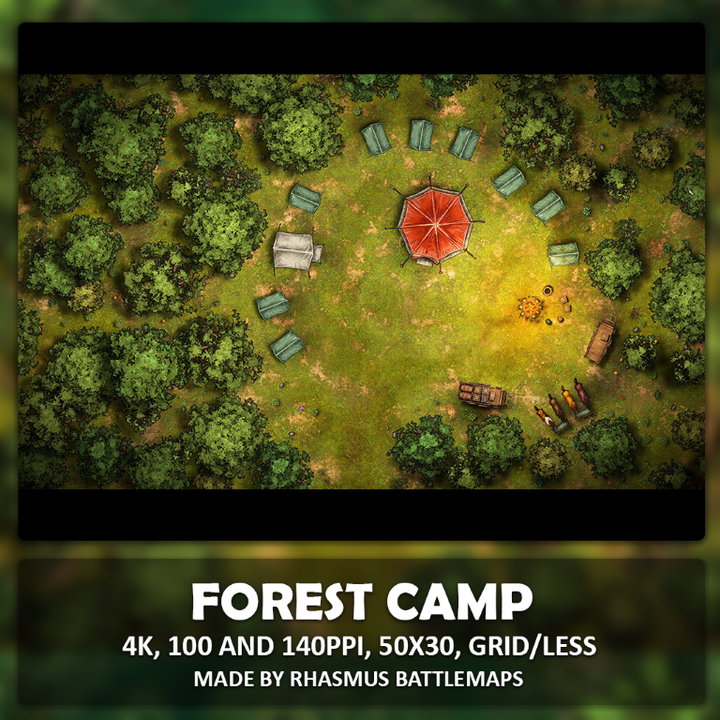 3D Printable Forest Camp Map by Rhasmus Battlemaps