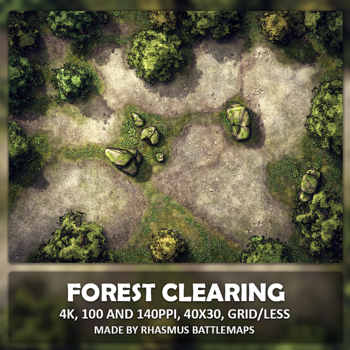 3D Printable Forest Clearing Map by Rhasmus Battlemaps