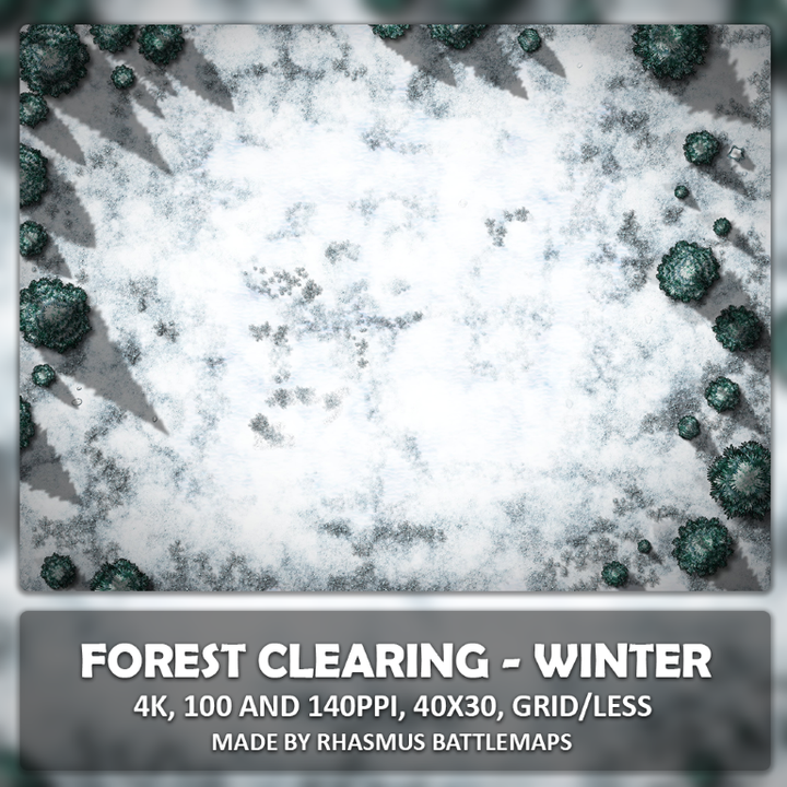 3D Printable Forest Clearing - Winter Map by Rhasmus Battlemaps