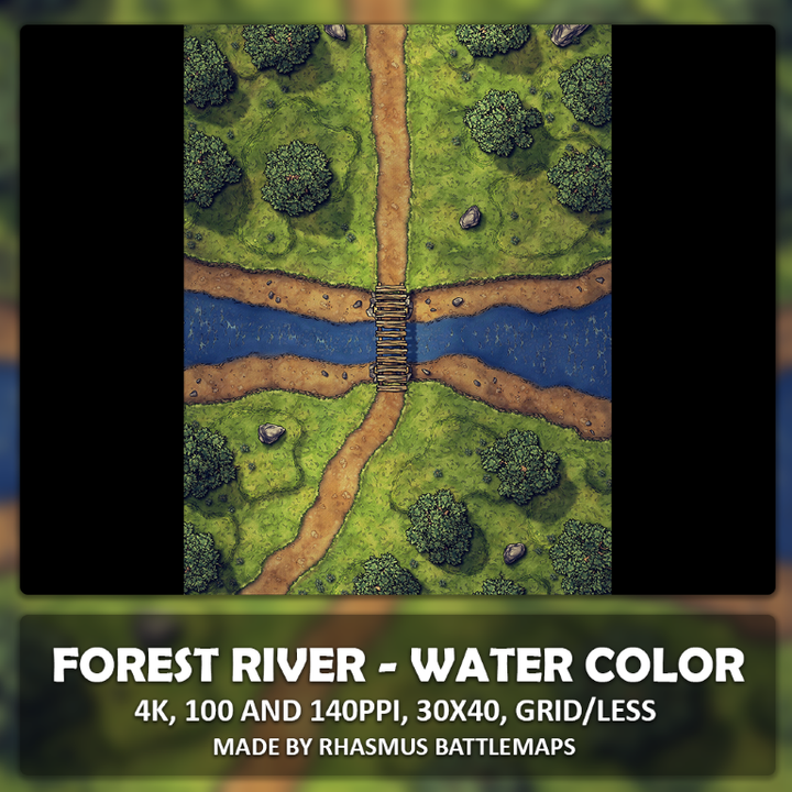 3D Printable Forest River - Free WC Map by Rhasmus Battlemaps