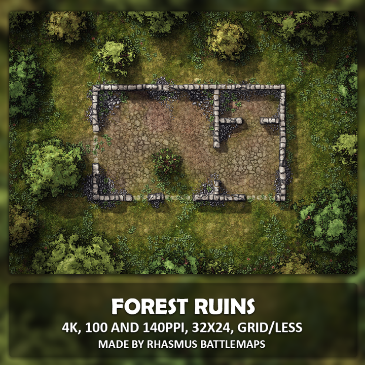 3D Printable Forest Ruins Map by Rhasmus Battlemaps