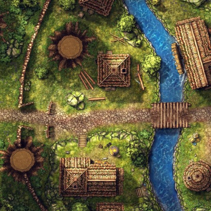 3D Printable Forest Village Map by Rhasmus Battlemaps