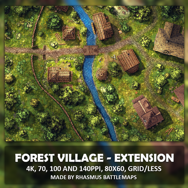 3D Printable Forest Village Extended Map by Rhasmus Battlemaps