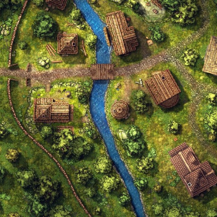 3D Printable Forest Village Extended Map by Rhasmus Battlemaps