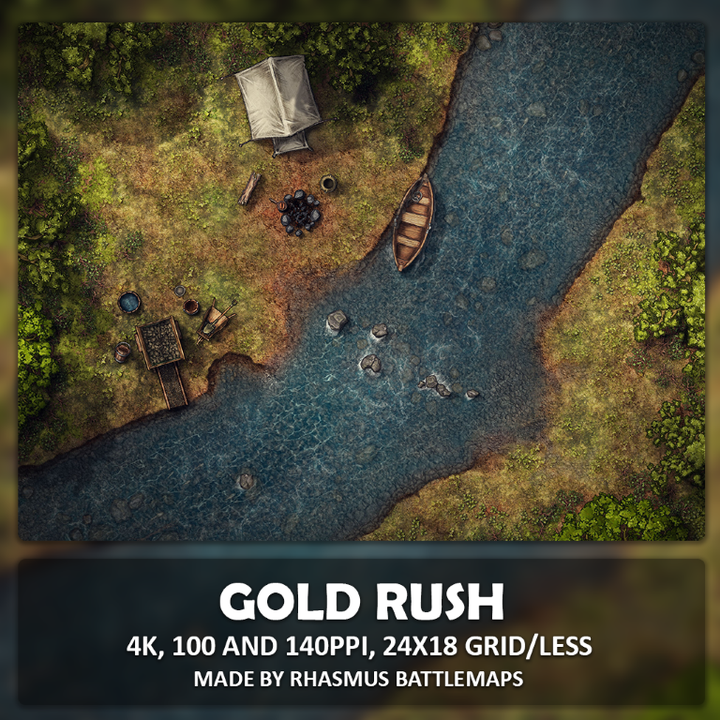 3D Printable Gold Rush Map by Rhasmus Battlemaps